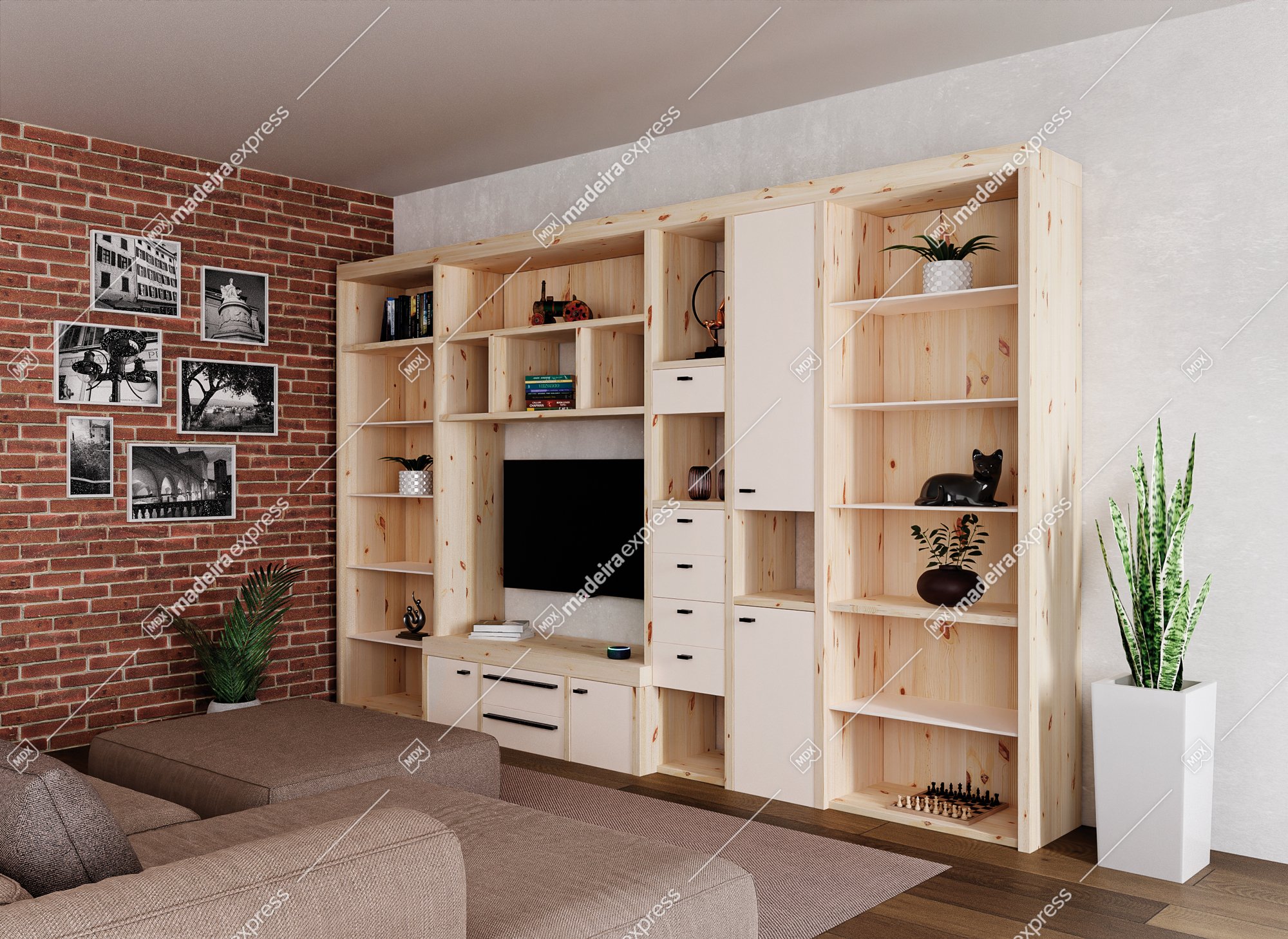 Painel de Pinus FJ C/C Natural Personalizado Madeira Express ...